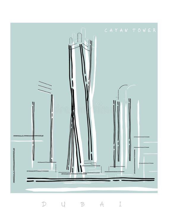 Cayan Tower stock vector. Illustration of skyscraper - 291743409