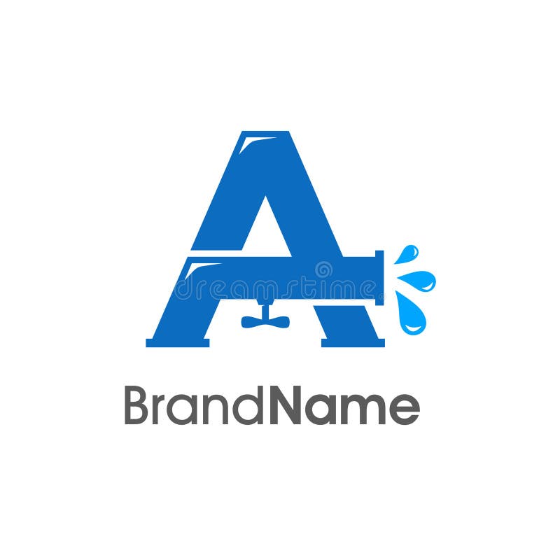 Modern Initial a Pipe and Water Logo Stock Vector - Illustration of ...