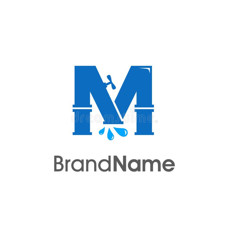Modern Initial M Pipe and Water Logo Stock Vector - Illustration of ...