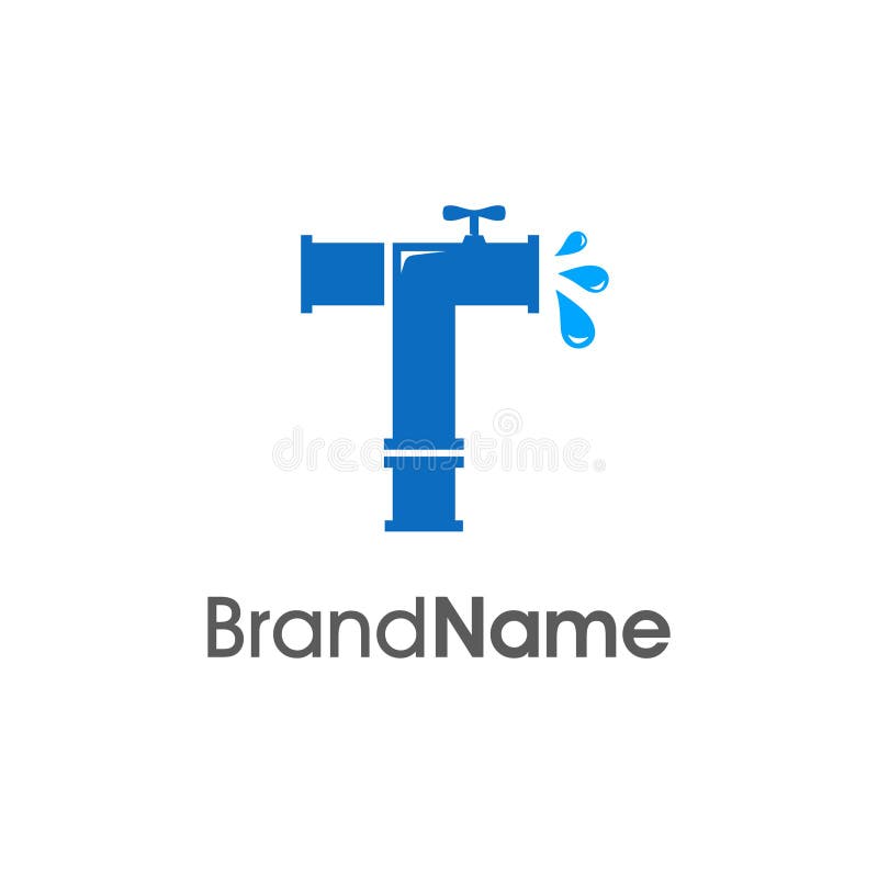 Modern Initial T Pipe and Water Logo Stock Vector - Illustration of ...