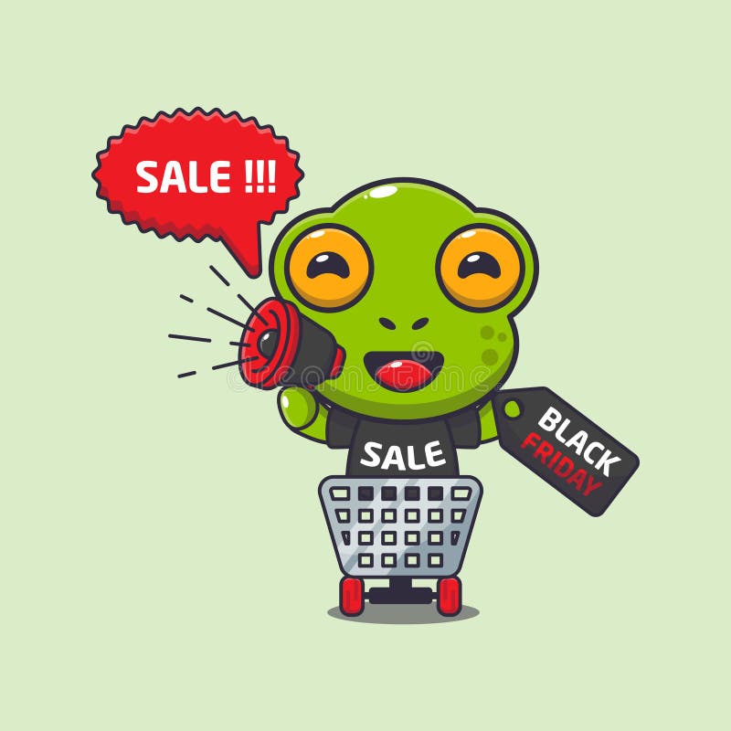 Cute Frog in Shopping Cart is Promoting Black Friday Sale with ...