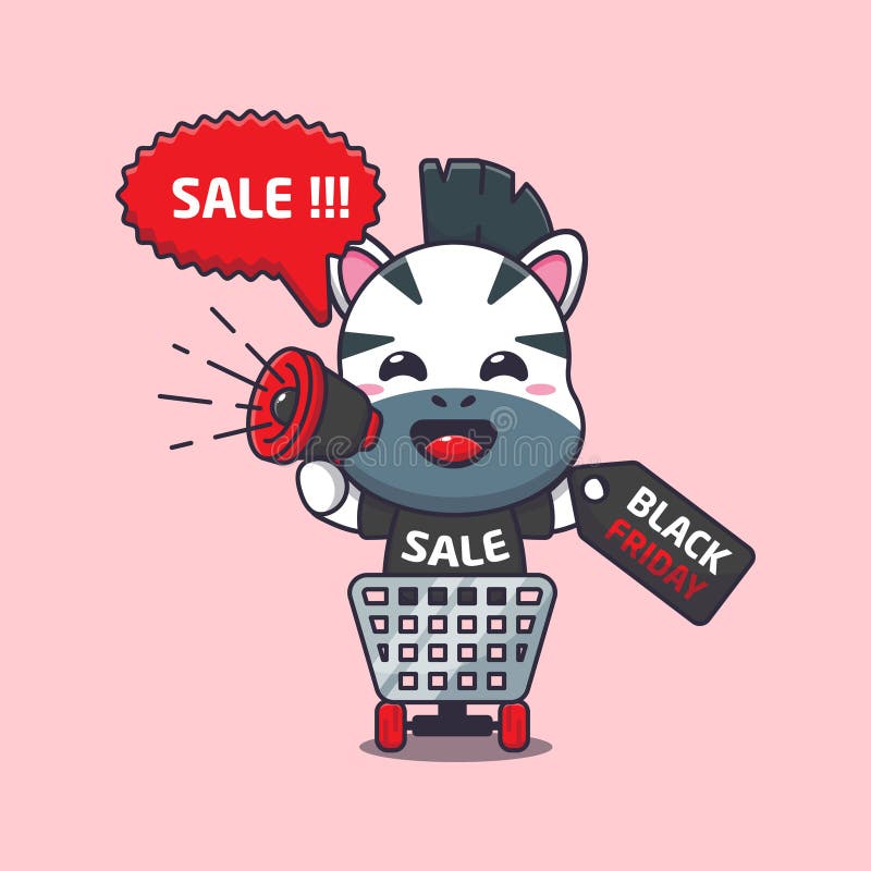 Cute Zebra in Shopping Cart is Promoting Black Friday Sale with ...
