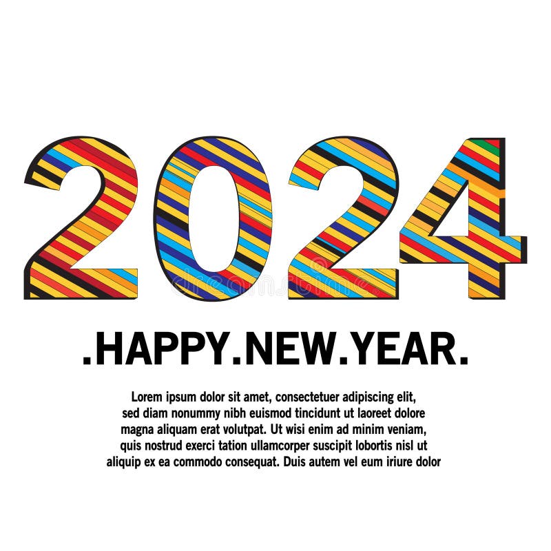 Happy New Year 2024 Design with Numbers Stock Vector - Illustration of ...