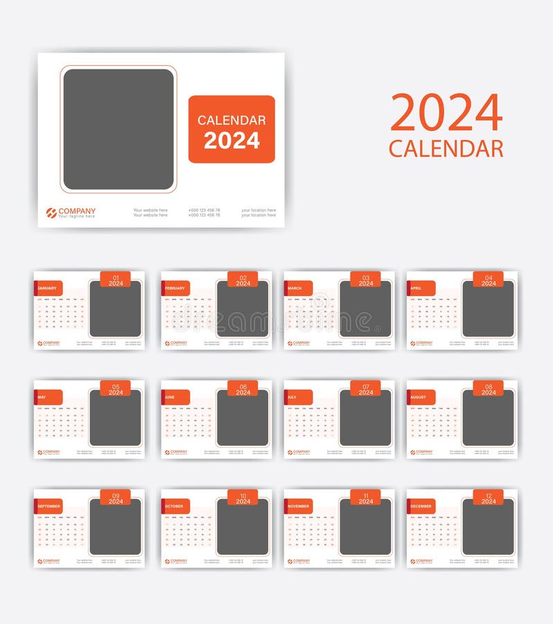 Modern 2024 Calendar in Dark Gray Vector Design Template Stock Vector ...