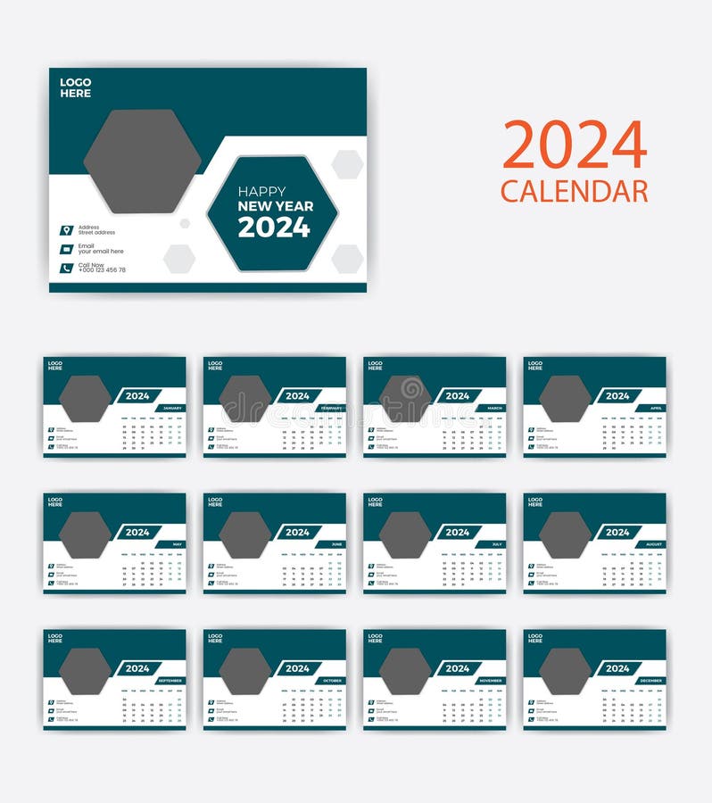Modern 2024 Calendar in Dark Gray Vector Design Template Stock Vector ...