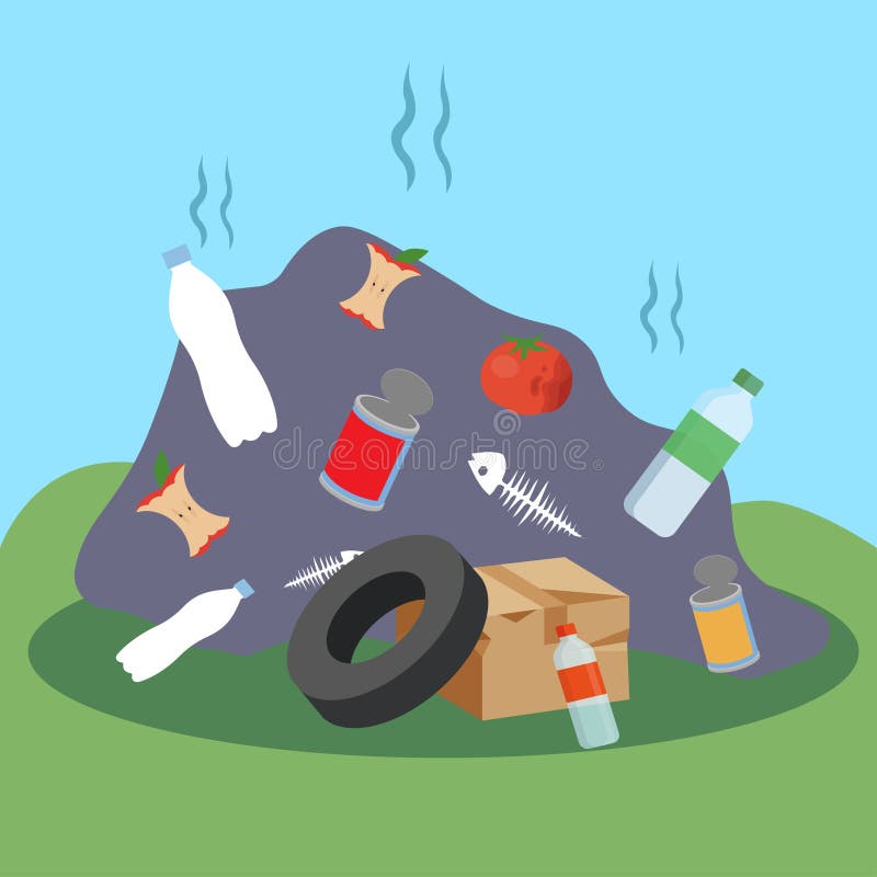 Garbage Dump Flat Design Concept. Vector Illustration. Stock Vector ...