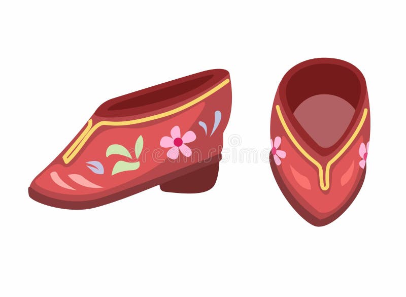 Chinese Woman Traditional Shoes Symbol Cartoon Illustration Vector ...