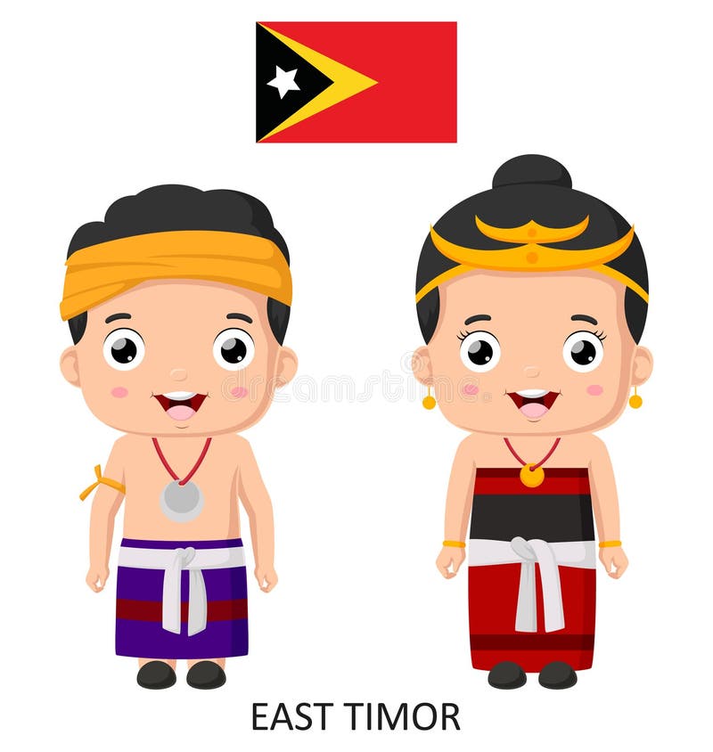 Cute Timor Leste Boy and Girl in National Clothes Stock Vector ...