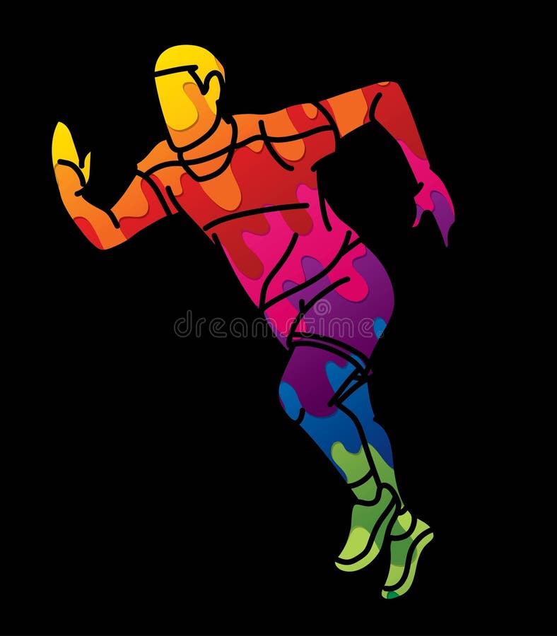 A Man Running Action Marathon Runner Male Movement Cartoon Sport ...