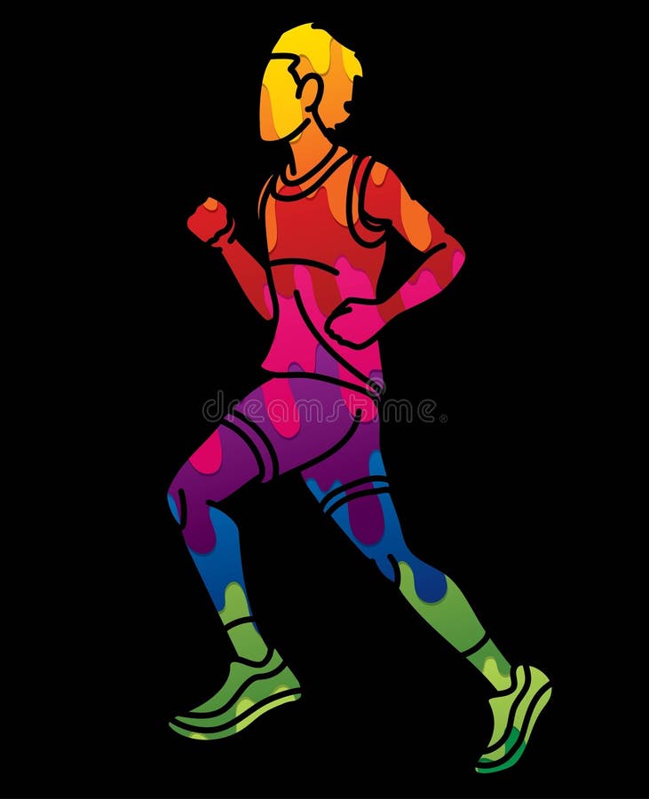 Marathon Runner a Man Running Action Jogging Sport Graphic Vector Stock ...