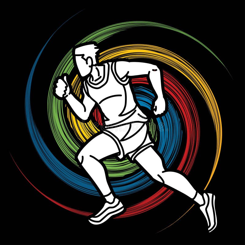 Marathon Runner a Man Running Action Jogging Sport Graphic Vector Stock ...