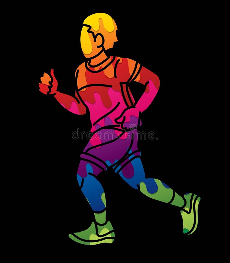 Running Action Movement Marathon Runner a Man Start Running Cartoon ...