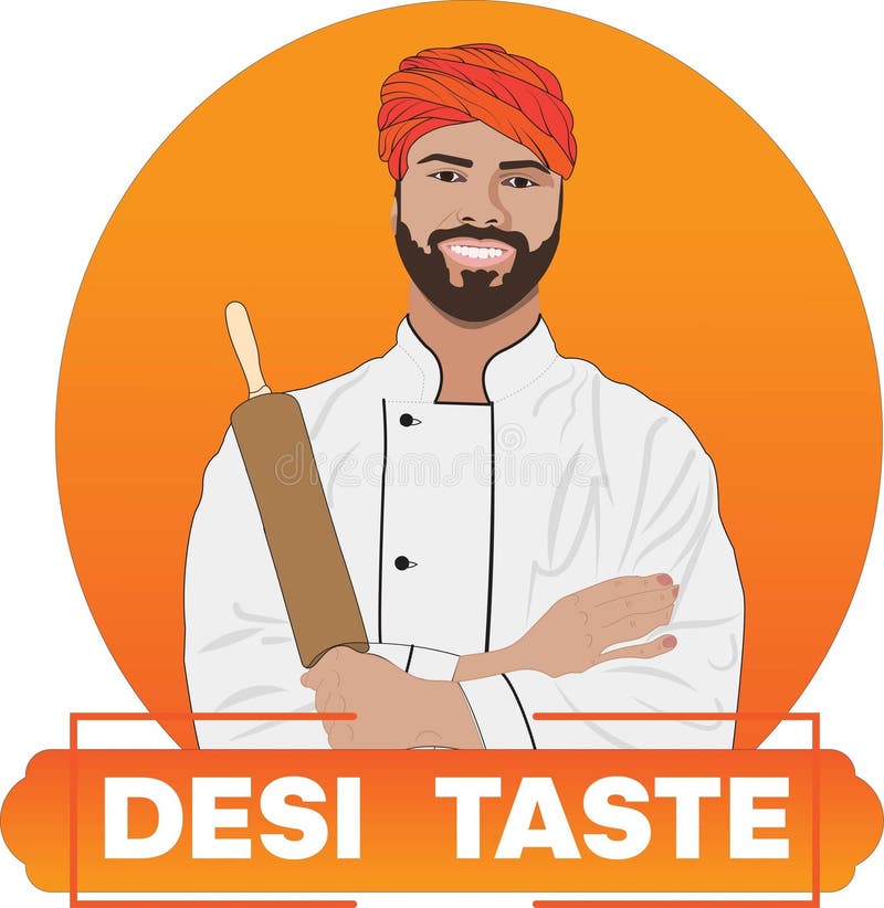 Desi Cartoon Chef Logo with Colorful Pagri ,Turban Stock Vector ...