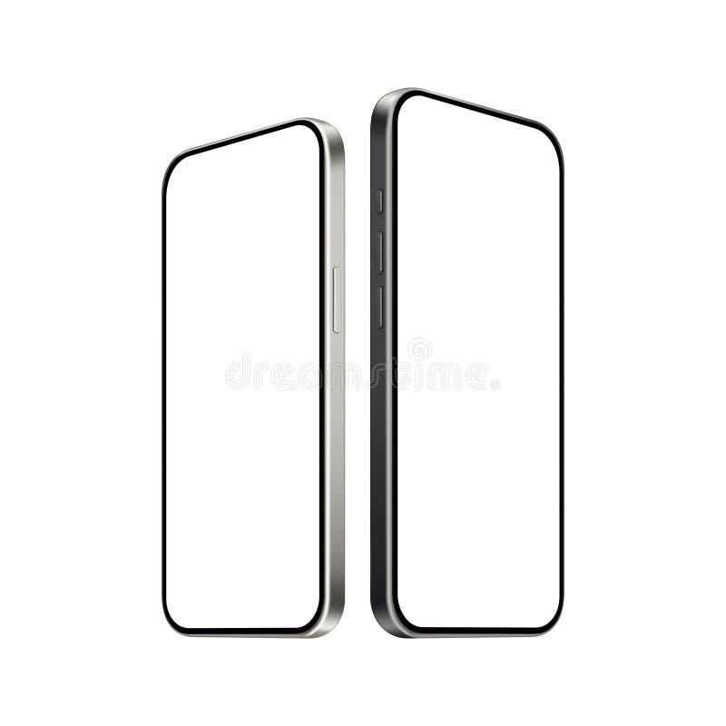 Smartphones Mockups with Blank Horizontal and Vertical Screens Stock ...