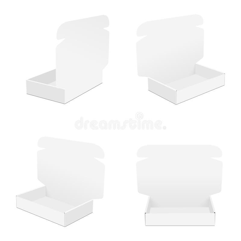 Empty Mailing Cardboard Boxes, Front and Back View Stock Vector ...