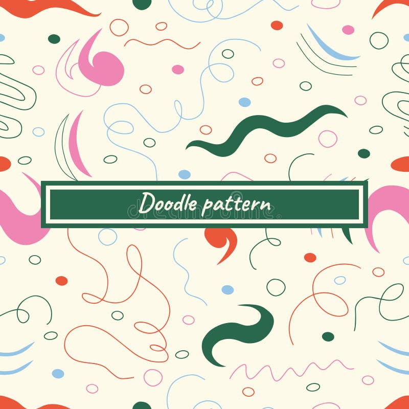 Colorful Line Doodle Seamless Pattern Stock Vector - Illustration of ...