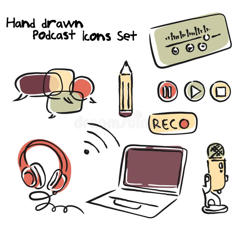 Podcast icons stock illustration. Illustration of vector - 292819620