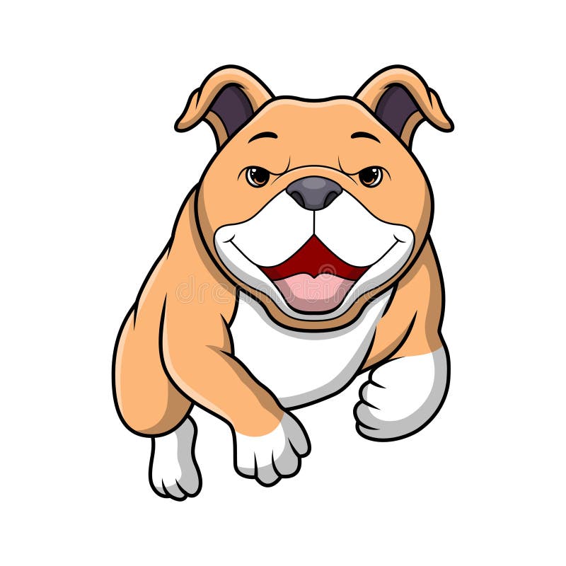 Cute Pitbull Cartoon on White Background Stock Vector - Illustration of ...