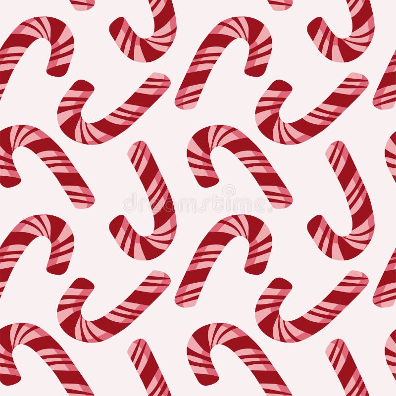 Vector Red Candy Canes Seamless Pattern. Christmas Design. Stock Vector ...