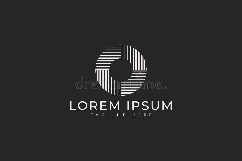 Letter O Monochrome Logo Concept Stripes Pattern Stock Vector ...