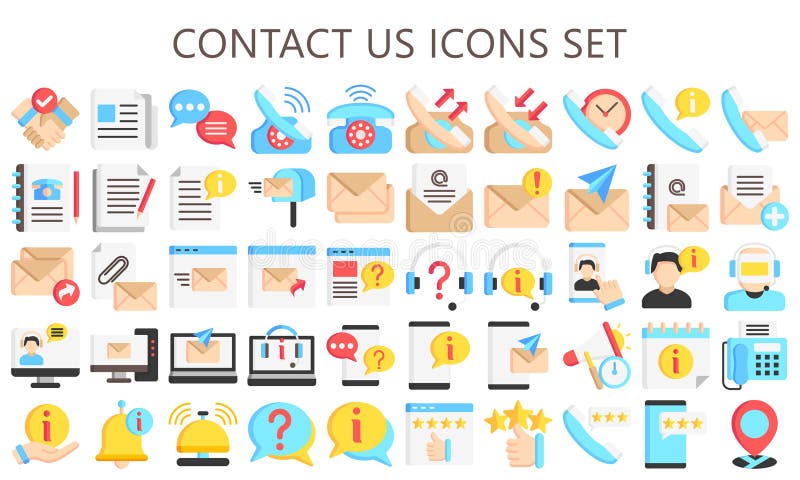 Contact Us and User Interface Multi Color Icons Pack Stock Vector ...