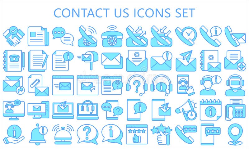 Ccontact Us Blue Color Icons Pack Stock Vector - Illustration of ...