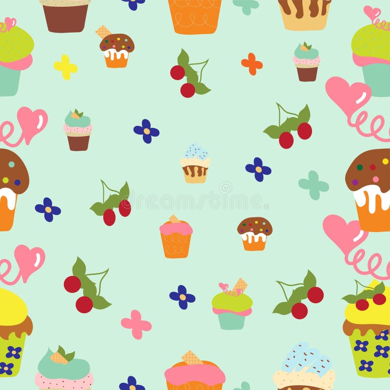 Dessert Seamless Pattern.Wrapping Paper for Celebration.Food ...