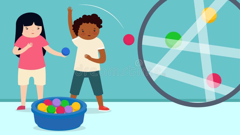 Children Playing with Colored Balls. Vector Illustration. Stock Vector ...