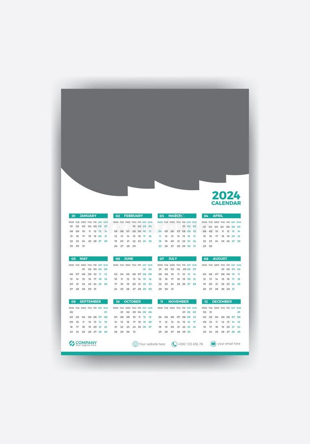 Modern 2024 Calendar Template New Year 2024 Desk Calendar Design Stock ...