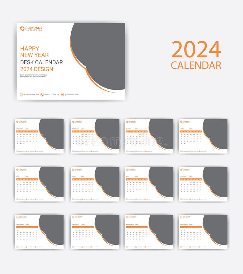 Happy New Year the Desk Calendar 2024 Template Stock Vector ...