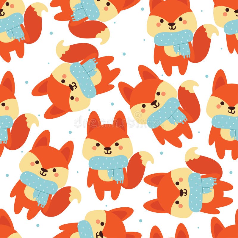 Seamless Pattern Cartoon Fox Stock Vector - Illustration of animal ...