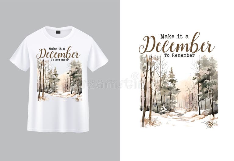 Make it a December To Remember, Winter Woodland Sublimation T-shirt Design, Winter T-shirt ...