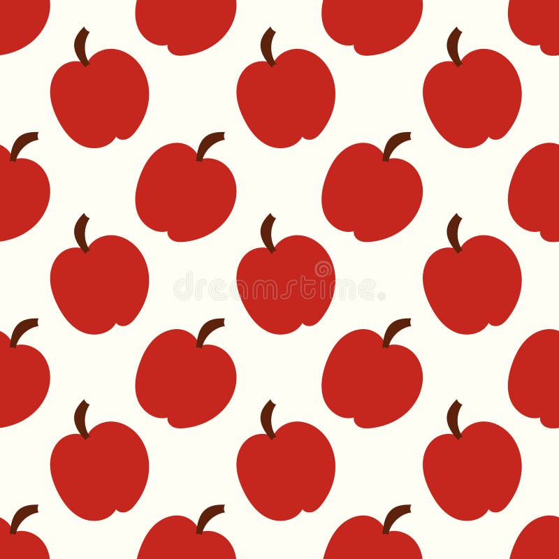 Red Apple Seamless Pattern. Eco Farming Fruit. Flat Vector Illustration ...
