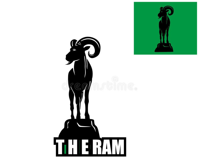 Great Ram Standing on the Rock Logo Stock Illustration - Illustration ...