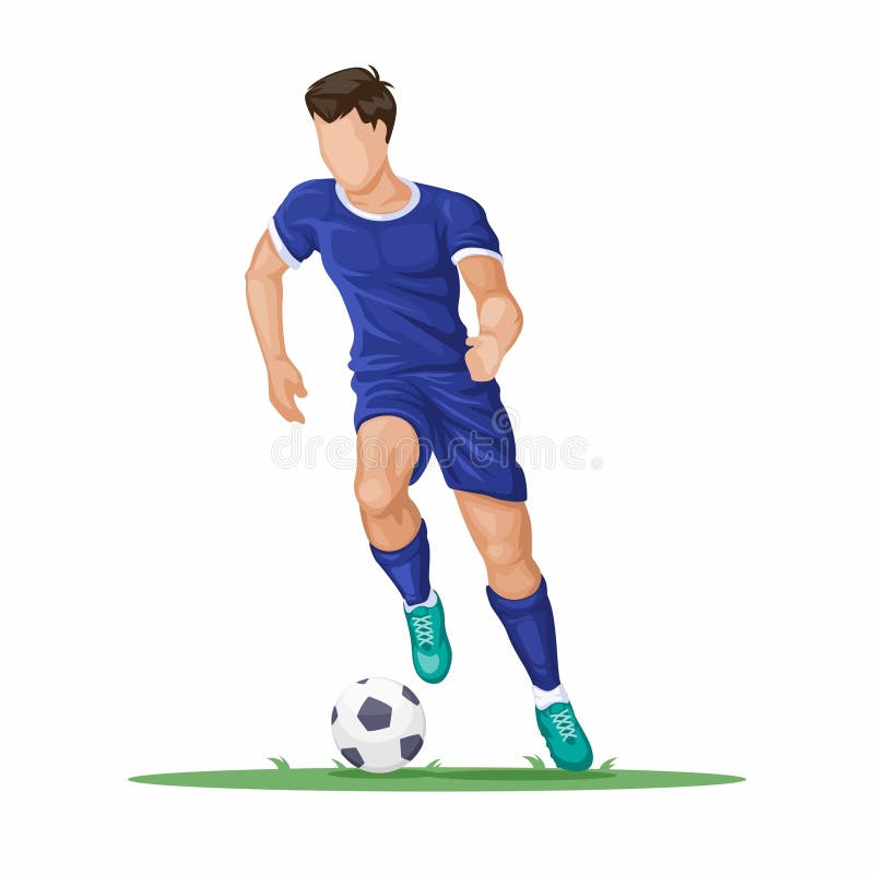 Soccer Player Dribbling Action Pose Character Cartoon Illustration ...