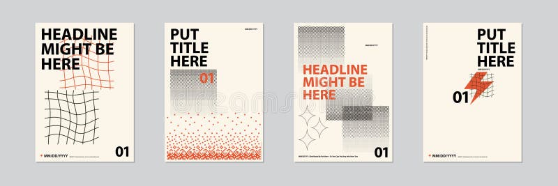 Poster Layout Design Set, Shape Element Graphic Gradient on Cover Book ...