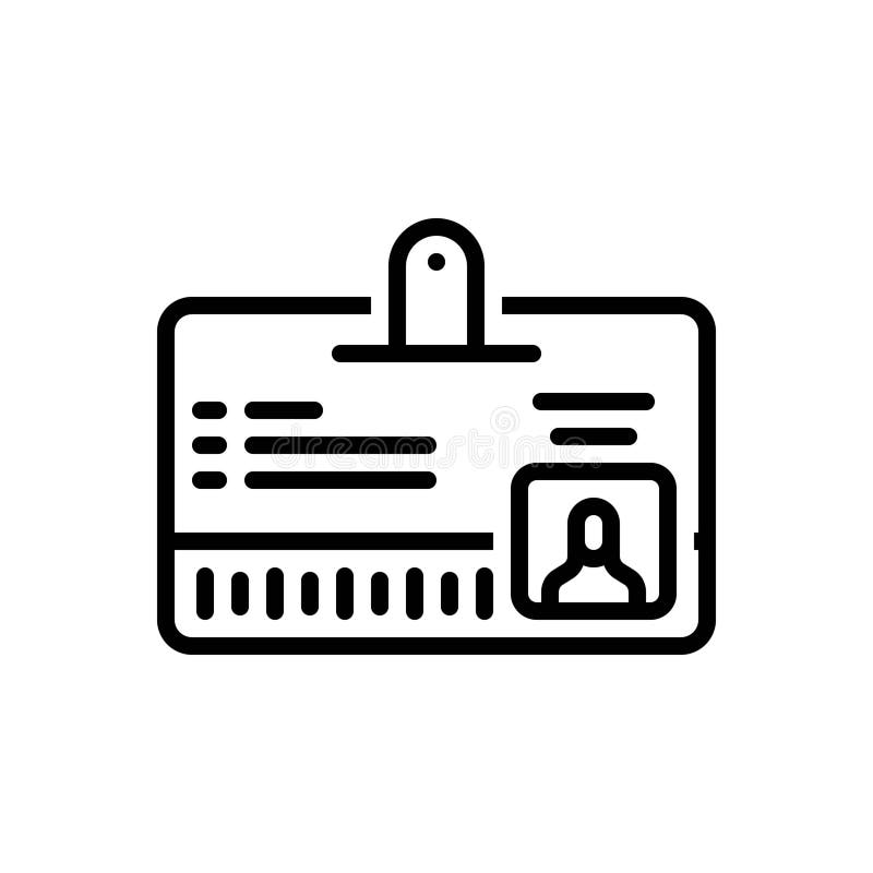 Black Line Icon for Id Card, Authentication and Personal Stock Vector ...