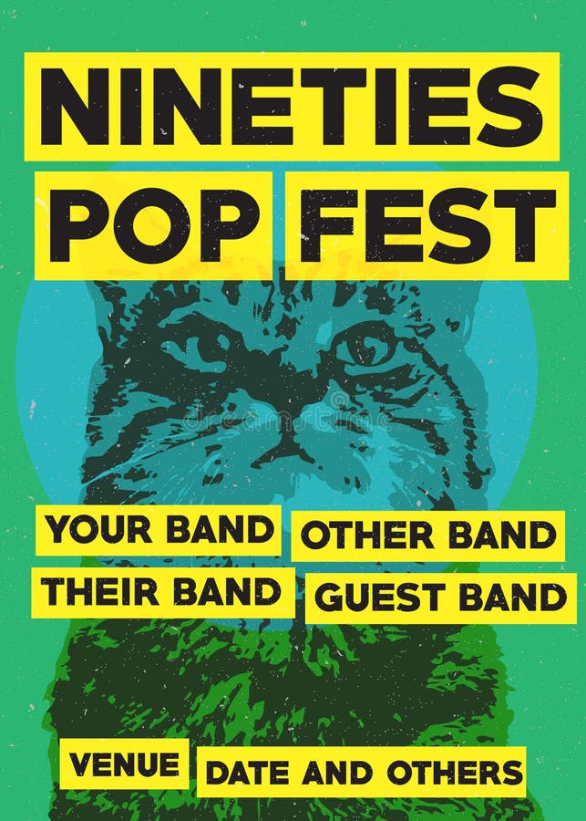Nineties Pop Music Festival or Fest, Gigs Poster, Brochure or Flyer or ...