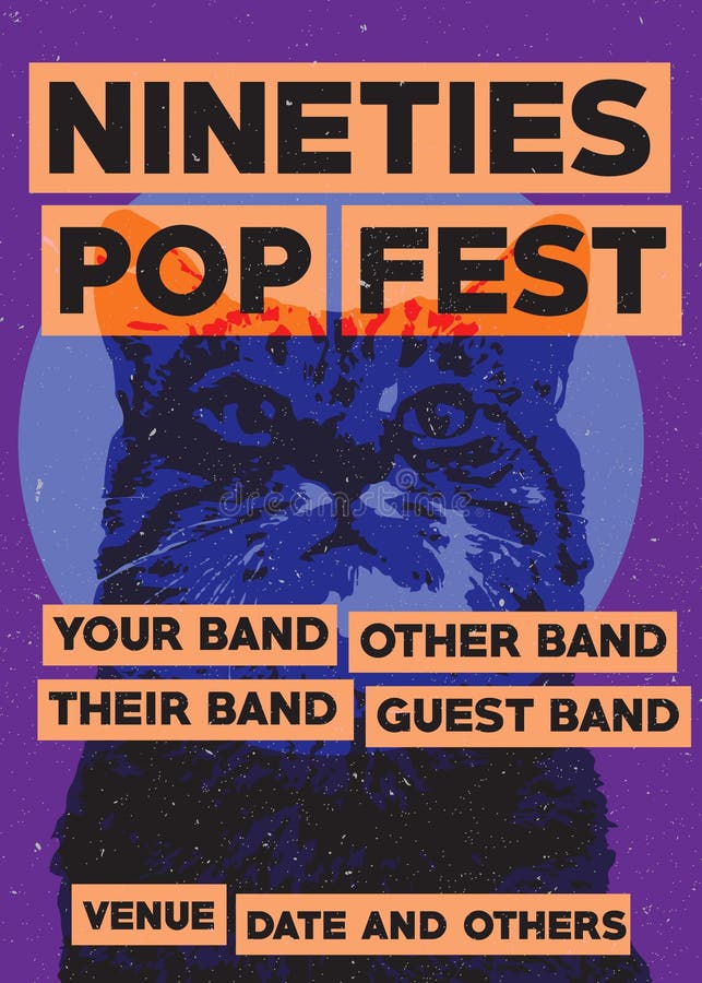 Nineties Pop Music Festival or Fest, Gigs Poster, Brochure or Flyer or ...