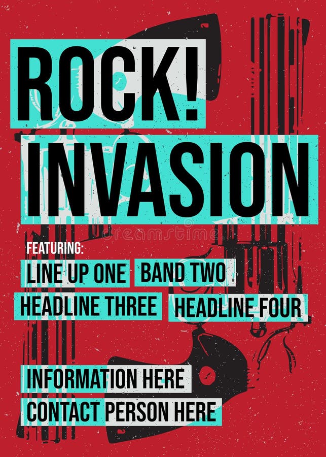 Rock Invasion Festival or Fest, Gig or Gigs Poster, Brochure or ...