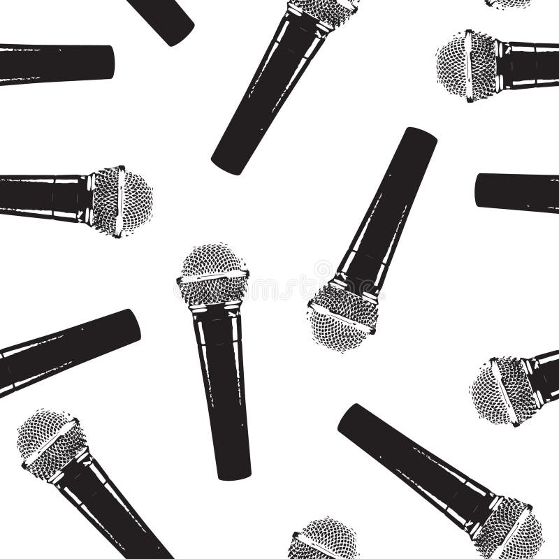 Seamless Pattern with Mic. Music Background Textile, Clothes, Wallpaper ...