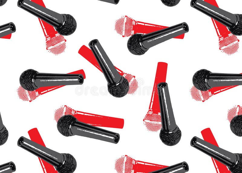 Seamless Pattern with Mic. Music Background Textile, Clothes, Wallpaper ...
