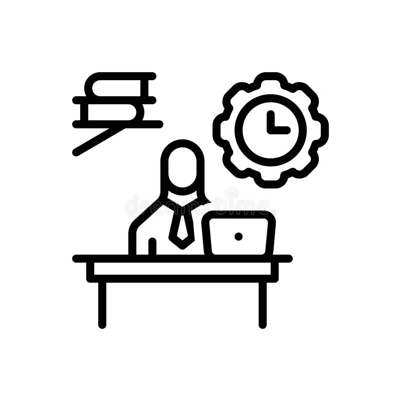 Black Line Icon for Time Management, Work and Office Stock Vector ...