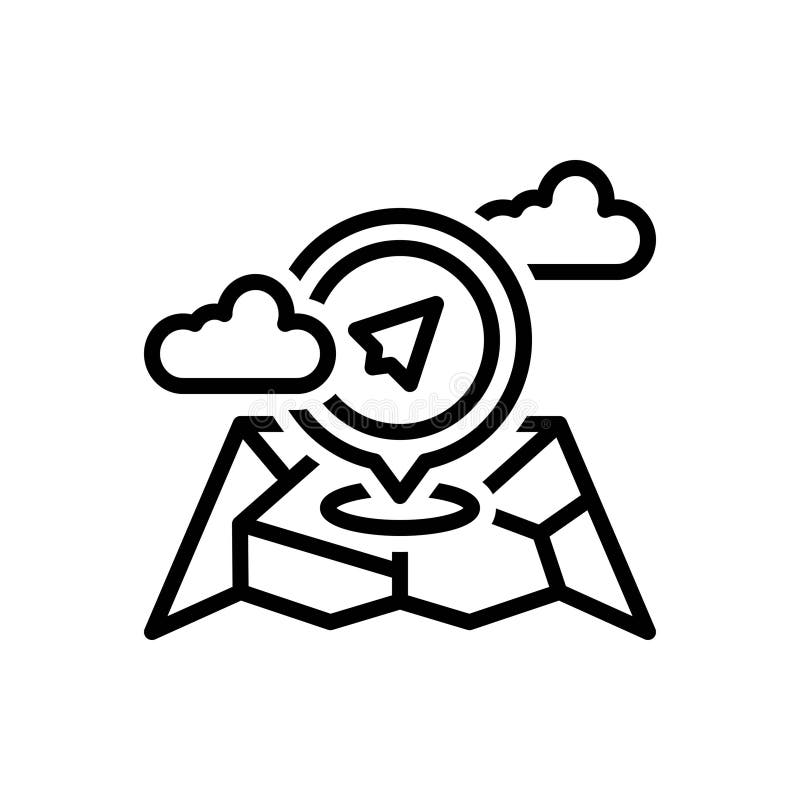 Black Line Icon for Send Location, Discovery and App Stock Vector ...