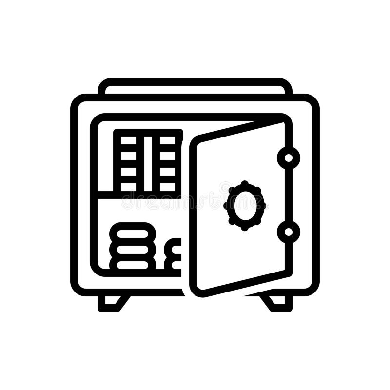 Black Line Icon for Deposit, Strong Box and Saving Stock Vector ...