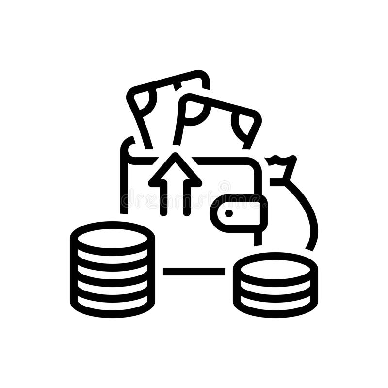 Black Line Icon for Earning, Emolument and Salary Stock Vector ...