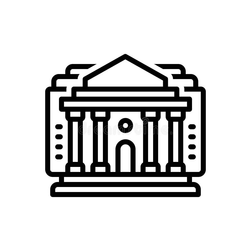 Black Line Icon for Bank, Banking and Architecture Stock Vector ...