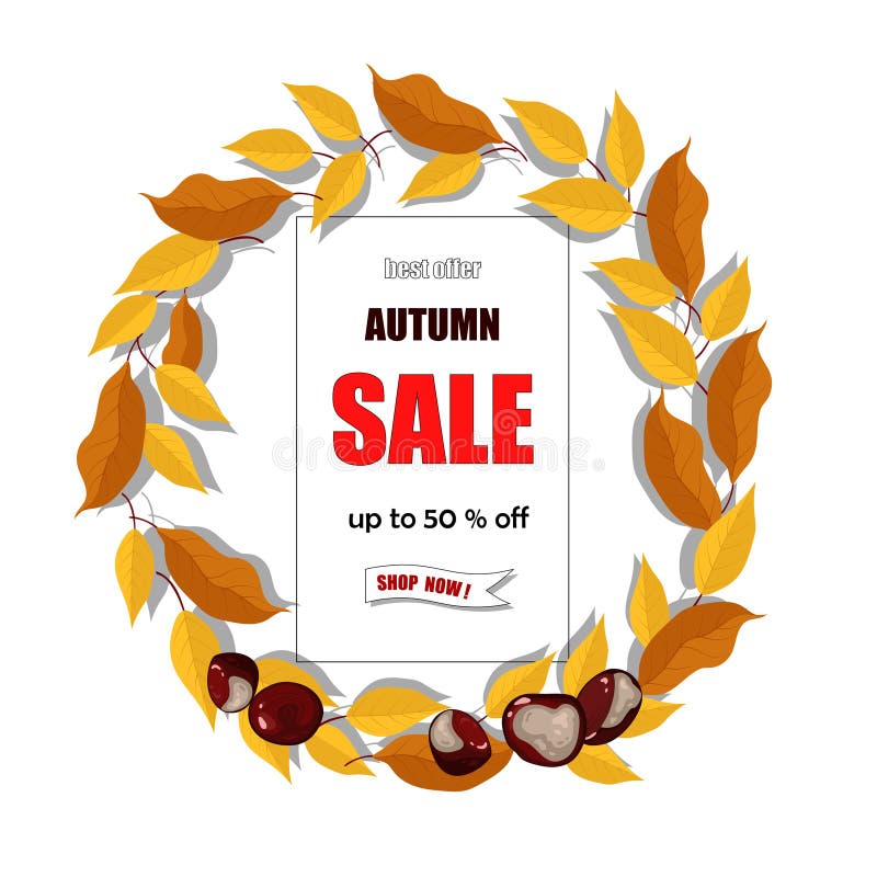 Vector Posters with Inscription Autumn Sale and Yellow Leaves Around ...