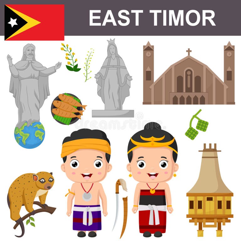 Set of East Timor Famous Landmarks Stock Vector - Illustration of ...