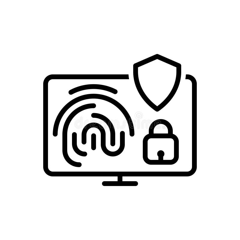 Black Line Icon for Security, Software and Fingerprint Stock Vector ...